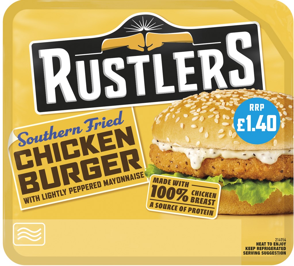 Fife Creamery. RUSTLERS SOUTHERN FRIED CHICKEN BURGER 4x145G £1.40 PMP